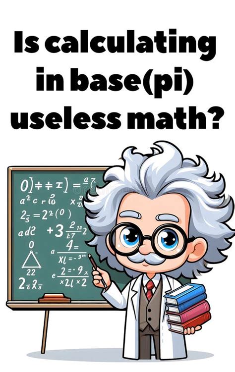 Is Calculating In Basepi Useless Math Illustration With Cartoon Professor At Blackboard Stock