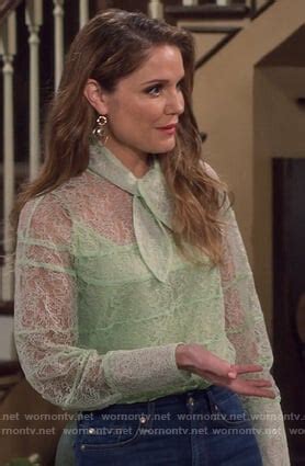 Wornontv Cjs Green Lace Tie Neck Blouse On Fuller House Virginia