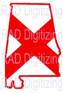 Alabama Flag In State Outline Rad Digitizing