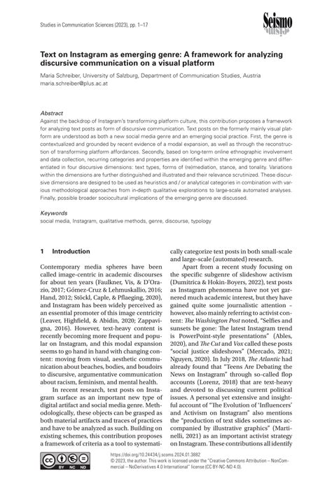 Pdf Text On Instagram As Emerging Genre A Framework For Analyzing