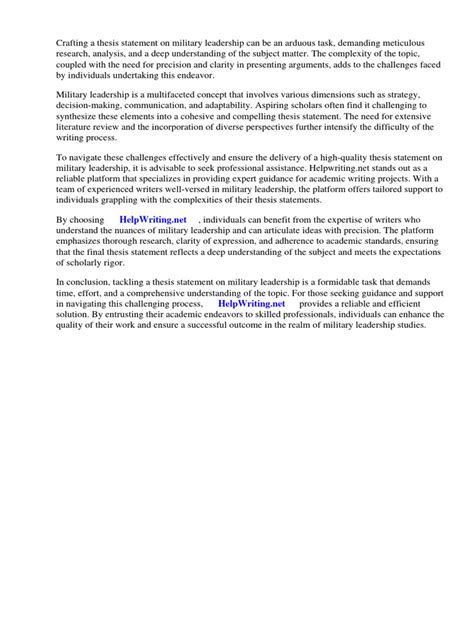 Thesis Statement Military Leadership Pdf