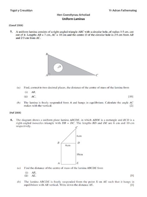 4 Lamina Old Exam Questions Pdf