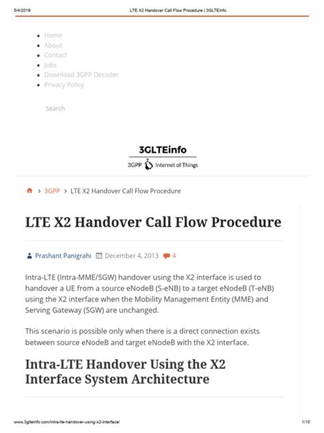 Lte X2 Handover Call Flow Procedure Lte Pdf Internet Protocols Telecommunications