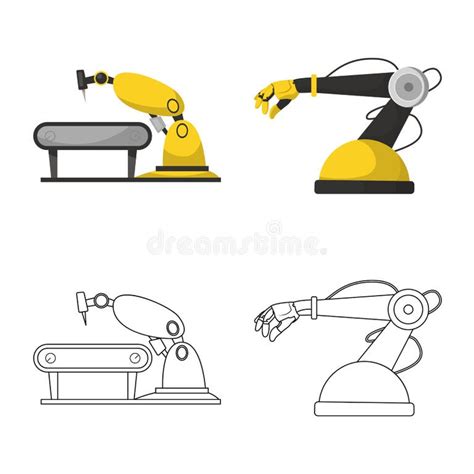 Vector Design Of Robot And Factory Logo Collection Of Robot And Space Stock Vector Illustration