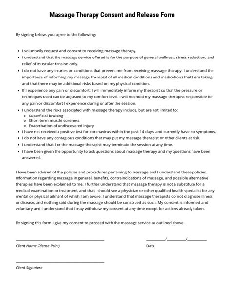Massage Therapy Consent Form Pdf Massage Informed Consent