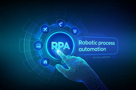 Premium Vector Rpa Robotic Process Automation Wireframed Robotic