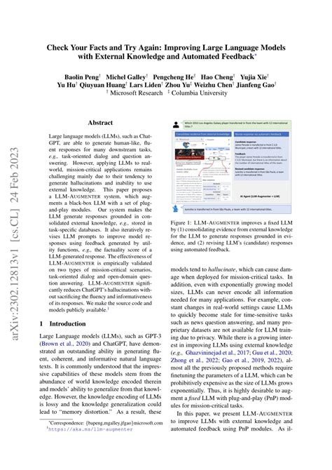 Pdf Check Your Facts And Try Again Improving Large Language Models With External Knowledge