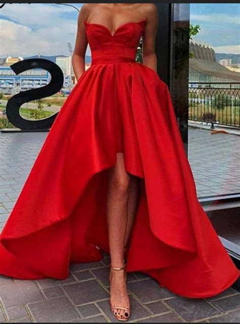 High Low Prom Dresses Party Outfit Prom Gown Red Prom Dress Women