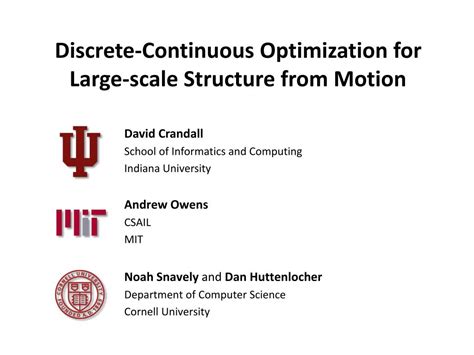 Ppt Discrete Continuous Optimization For Large Scale Structure From Motion Powerpoint