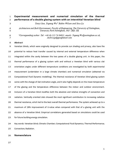 Experimental Measurement And Numerical Simulation Of The Thermal