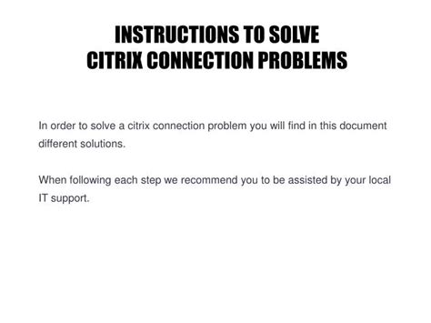 Ppt Instructions To Solve Citrix Connection Problems Powerpoint Presentation Id4965887