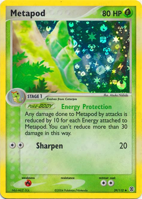 Pokémon Ex Firered And Leafgreen Card 039 Metapod Parallelreverse Holo