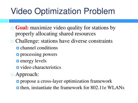 Ppt Cross Layer Optimization For Video Streaming In Single Hop Wireless Networks Powerpoint