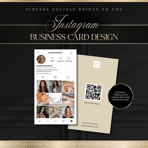 Instagram Business Card Canva Template Promotional Print Qr Code