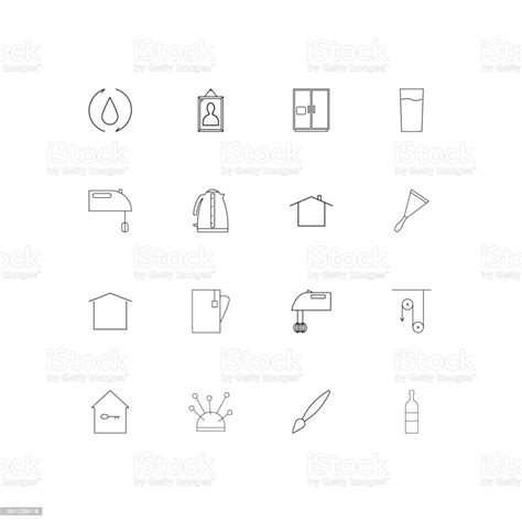 홈 기기 및 장비 간단한 선형 아이콘 설정합니다 개요 벡터 아이콘 0명에 대한 스톡 벡터 아트 및 기타 이미지 0명 냉장고 디자인 Istock