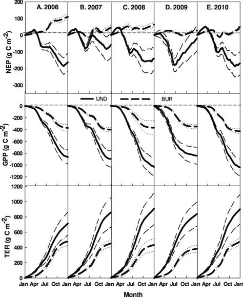 Cumulative Ecosystem Carbon Fluxes ± Standard Deviation For Years