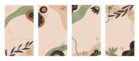 소셜 미디어 이야기는 지구 톤으로 설정됩니다 텍스트와 유기적 인 모양과 자연 요소를위한 복사 공간이있는 수직 배경 템플릿 가지와 덤불 0명에 대한 스톡 벡터 아트 및 기타