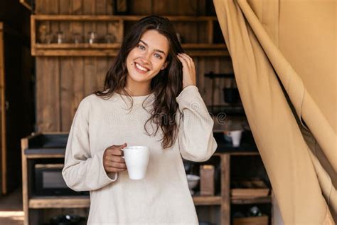 Pretty Young Caucasian Girl Smiles Broadly Teeth Loves Spending Time In