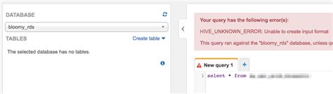 Amazon Web Services Hiveunknownerror When Running Aws Athena Query