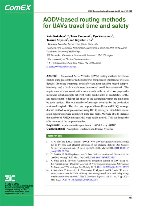 pdf aodv based routing methods for uavs travel time and safety