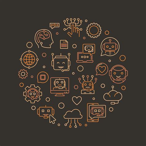 Chatbot Concept Linear Round Brown Banner Vector Chat Bot