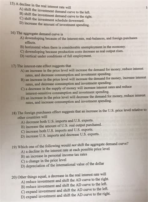 Solved 15 A Decline In The Real Interest Rate Will A Shift