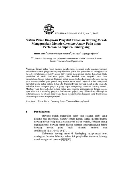 6 2 2017 Situstika Sistem Pakar Diagnosis Penyakit Tanaman Bawang Merah Menggunakan Metode