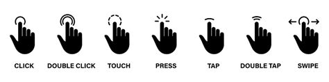Cursor Hand Computer Mouse Silhouette Icon Pointer Finger Black Glyph Pictogram Set Click Press