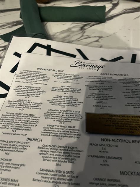 Menu Breakfast At Barneys