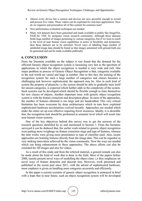 Review On Generic Object Recognition Techniques Challenges And Opportunities Pdf