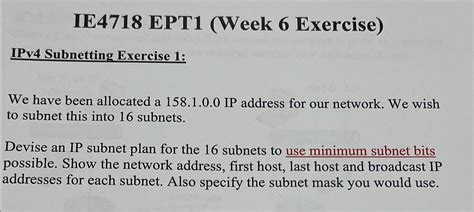 Ie4718 ﻿ept1 Week 6 ﻿exerciseipv4 ﻿subnetting