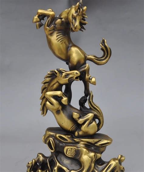 Chinese Fengshui Bronze Brass Zodiac Animal Beast Horse Proton Ma Lucky