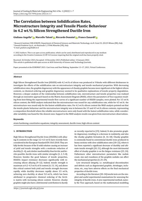 Pdf The Correlation Between Solidification Rates Microstructure Integrity And Tensile Plastic