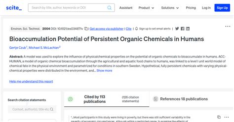 Bioaccumulation Potential Of Persistent Organic Chemicals In Humans