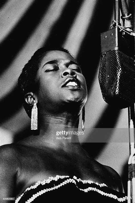 American Jazz Vocalist Sarah Vaughan Closes Her Eyes As She Sings