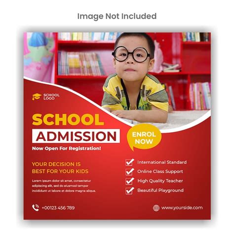 학교 입학 인스 타 그램 또는 소셜 미디어 템플릿 디자인 프리미엄 Psd 파일