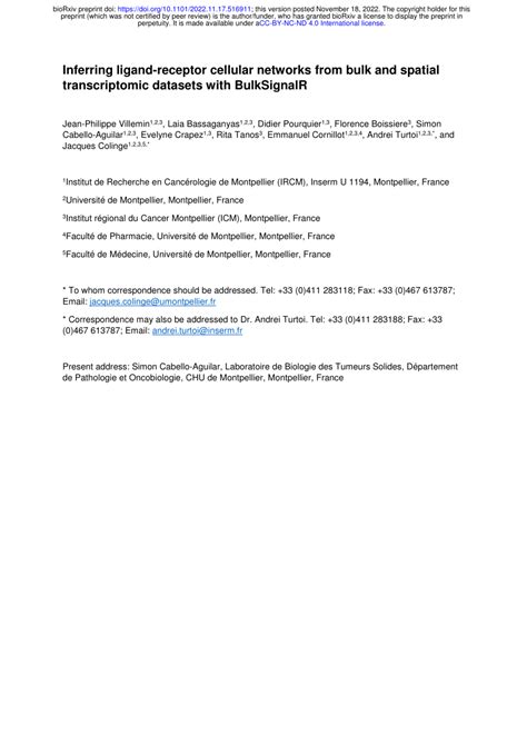 Pdf Inferring Ligand Receptor Cellular Networks From Bulk And Spatial