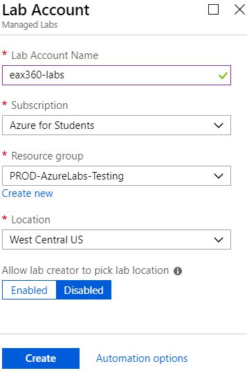 Azure Lab Services Eax360