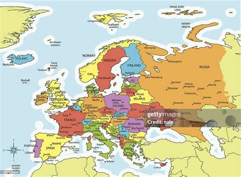 Europakarte Mit Ländern Und Städten Stock Illustration Getty Images