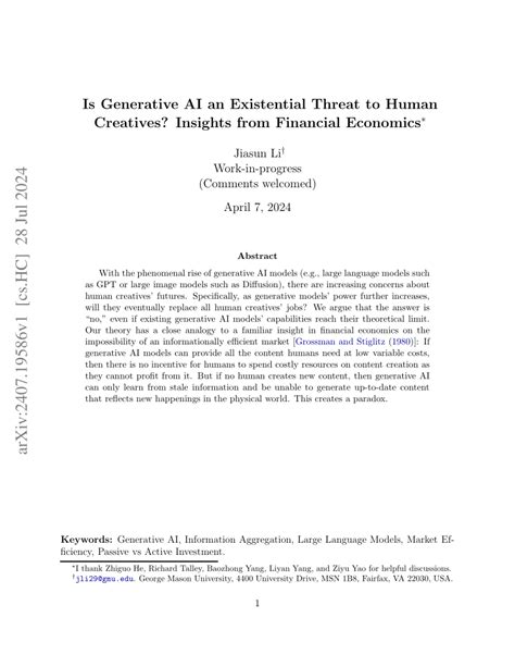Pdf Is Generative Ai An Existential Threat To Human Creatives