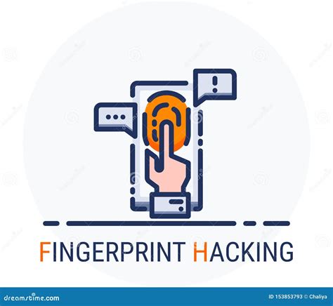 Filled Line Icons Style Hacker Cyber Crime Attack Fingerprint Hacking For Web Design Ui Ux
