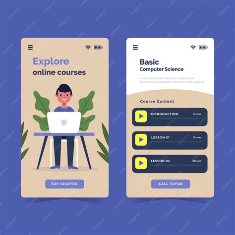 Premium Vector Flat Design Course App Set