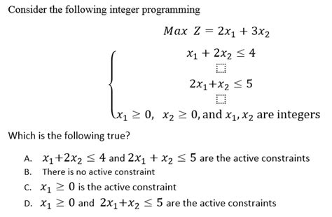 solved consider the following integer
