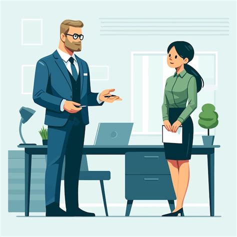 Ilustración De Un Jefe Hablando Con Un Empleado Vector Premium