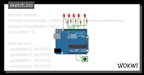 Lampu 5 Nyala Wokwi Esp32 Stm32 Arduino Simulator