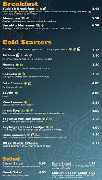 Menu At Aksular Restaurant London 232