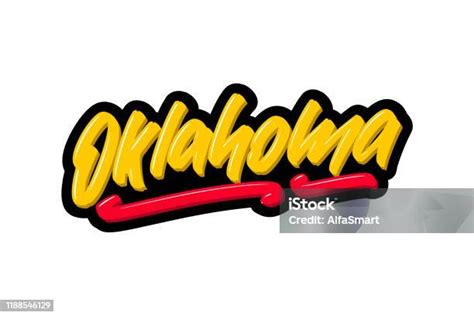 오클라호마 손으로 그린 현대 브러쉬 레터링 웹 페이지 인쇄 및 광고에 대한 벡터 일러스트 로고 텍스트입니다 털사에 대한 스톡 벡터 아트 및 기타 이미지 Istock