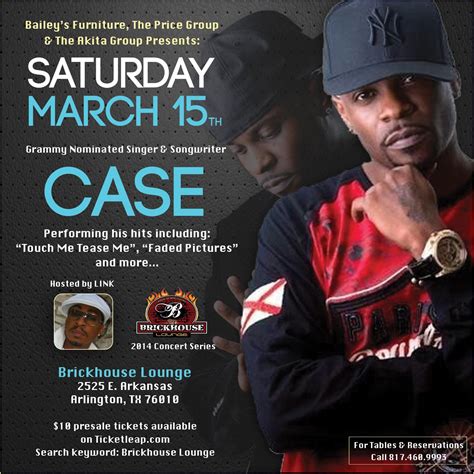 Grammy Nominated Randb Singer Songwriter Case Live At Brickhouse Lounge Saturday March 15th