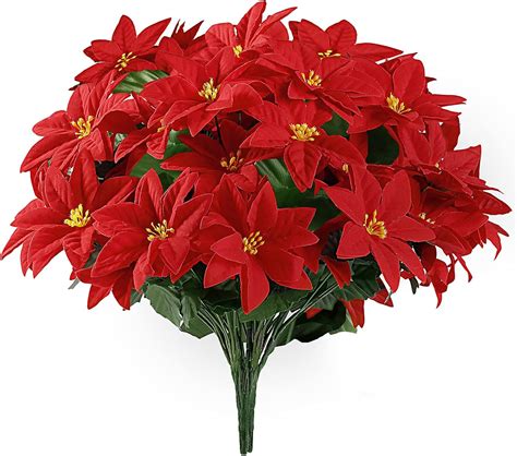 Sggvecsy Artificial Poinsettia Bouquet 5 Heads 5 Pack 15