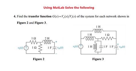 Solved Using MatLab Solve The Following 4 Find The Transfer Chegg Com